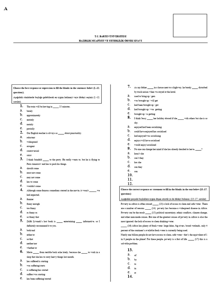 Hazirlik Muafiyet Ornek Sinav - e2AKdix | PDF | Dieting | Meat
