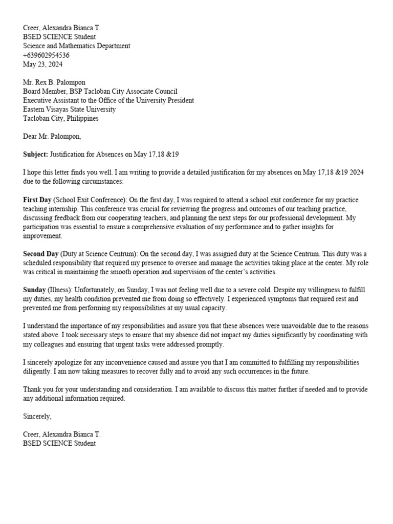 Justification Letter | PDF