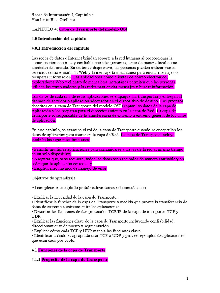 Redes Capitulo 4 | PDF | Protocolo de Control de Transmisión | Red de computadoras