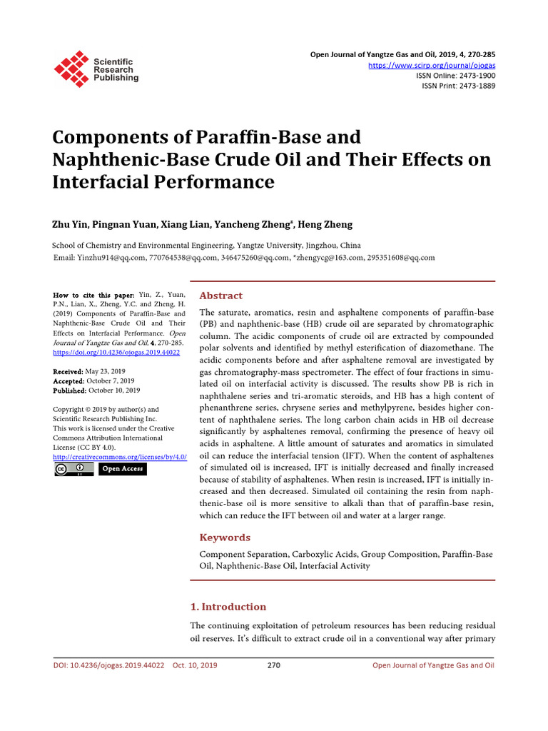 Components of Paraffin-Base and Naphthenic-Base CR | PDF | Alkane ...