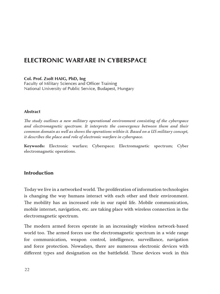 Electronic Warfare in Cyberspace | PDF | Military Technology | Telecommunications