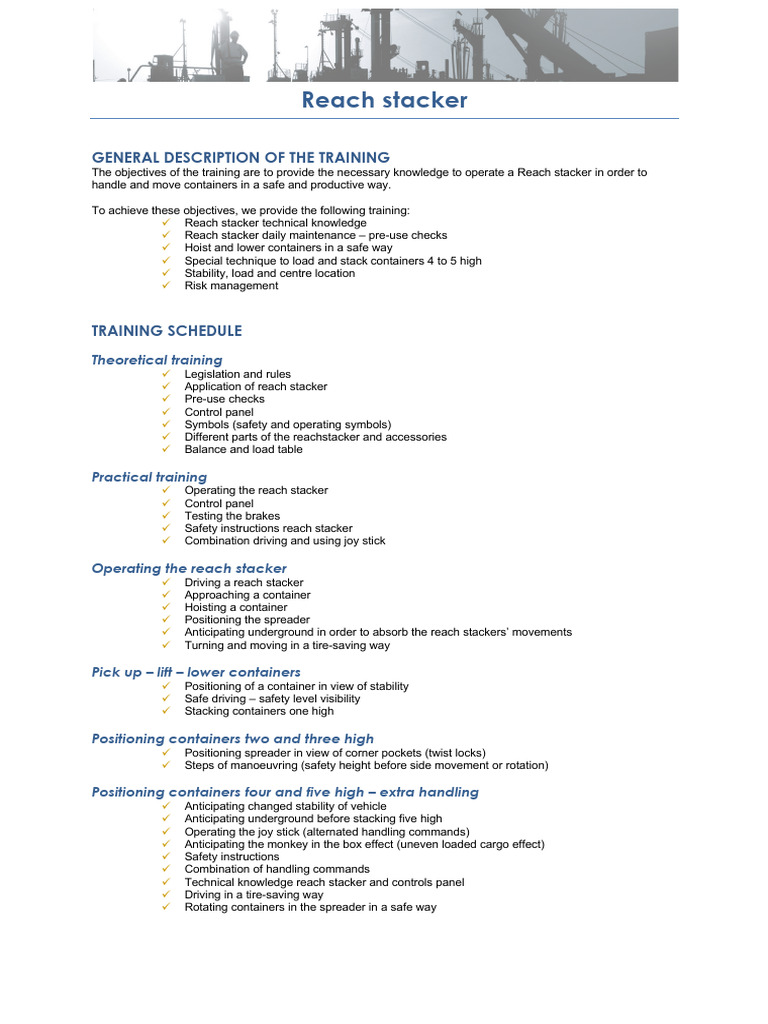 Reach Stacker Operator Training Guide | PDF | Transport | Vehicles
