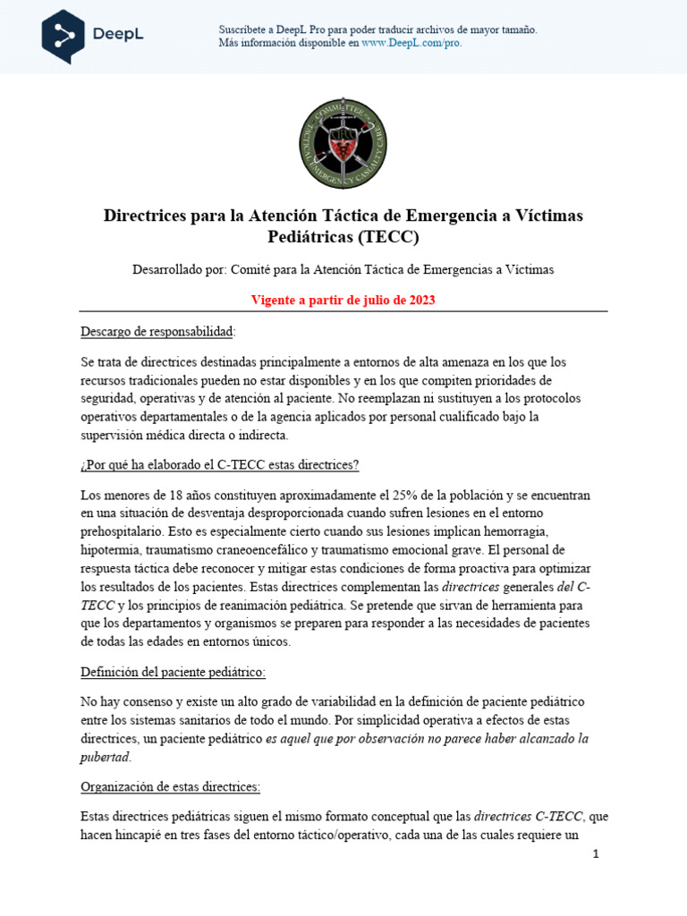 Directrices TECC para Niños | PDF | Medicina CLINICA | Especialidades ...