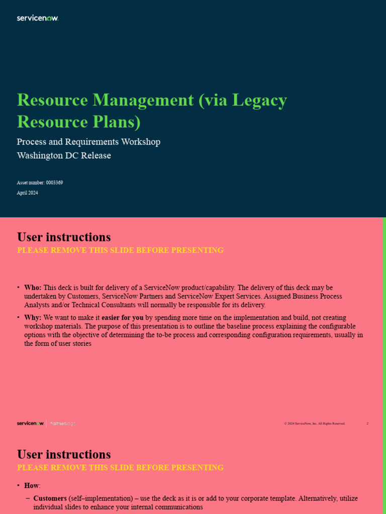 PPM - Resource Management (Legacy Resource Plans) - Process Workshop Presentation - Washington ...
