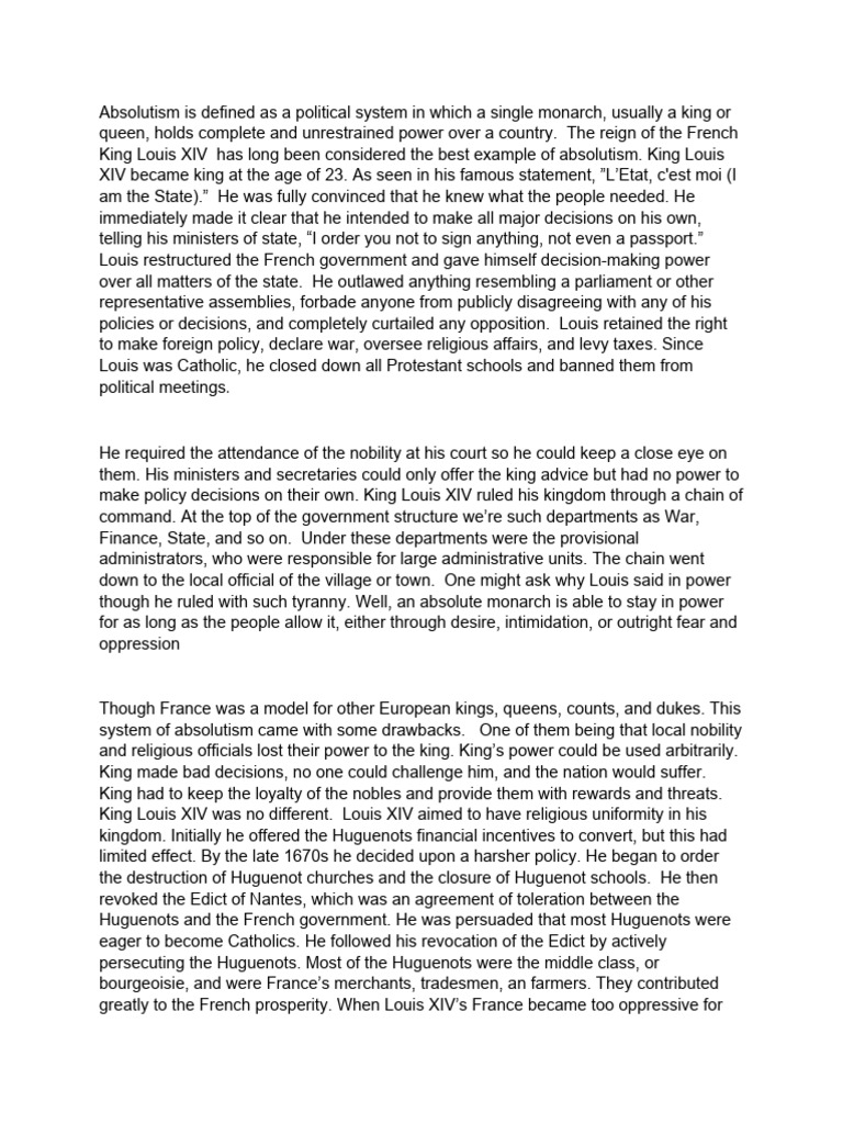 Louis XIV and Absolutism in France | PDF | Travel | History