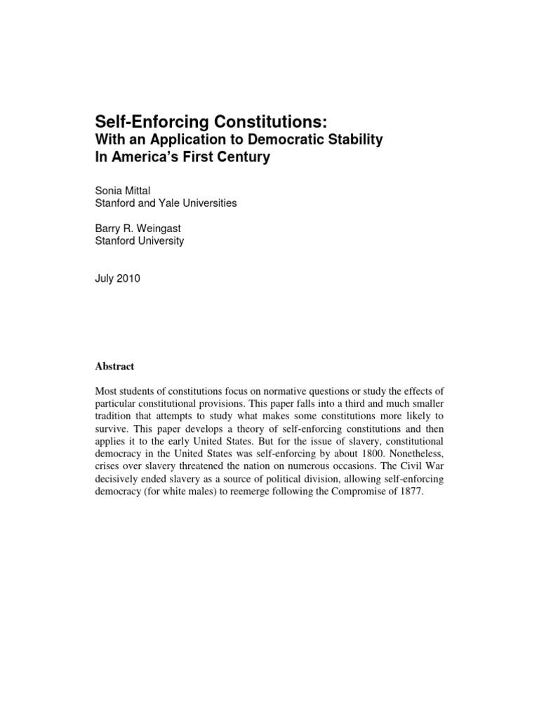 Self-Enforcing Constitutions and Democracy | PDF | Democracy ...