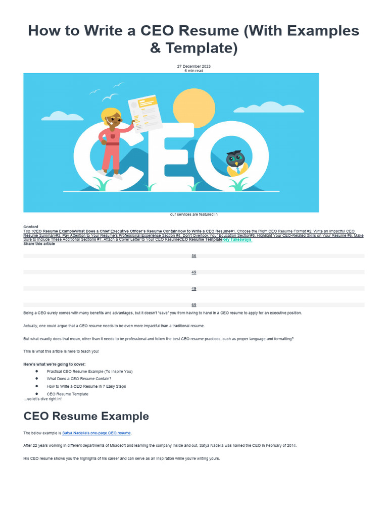 How To Write A CEO Resume (With Examples & Template) | PDF | Résumé | Skill
