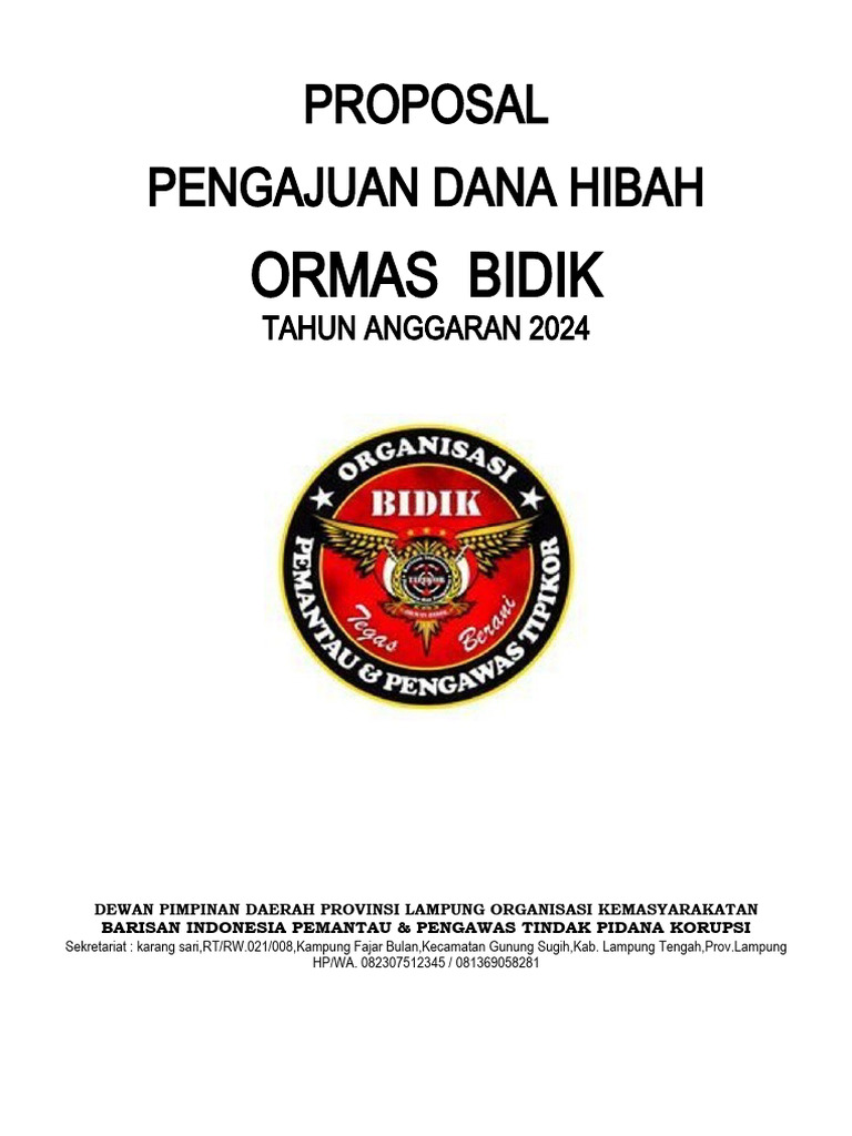 Proposal Dana Hibah ORMAS BIDIK 2024 | PDF