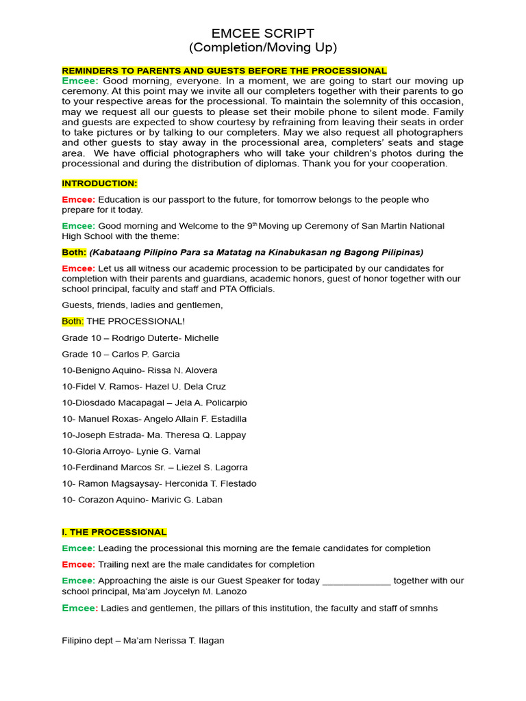 Emcee Script Movingup 2 | PDF | Philippines
