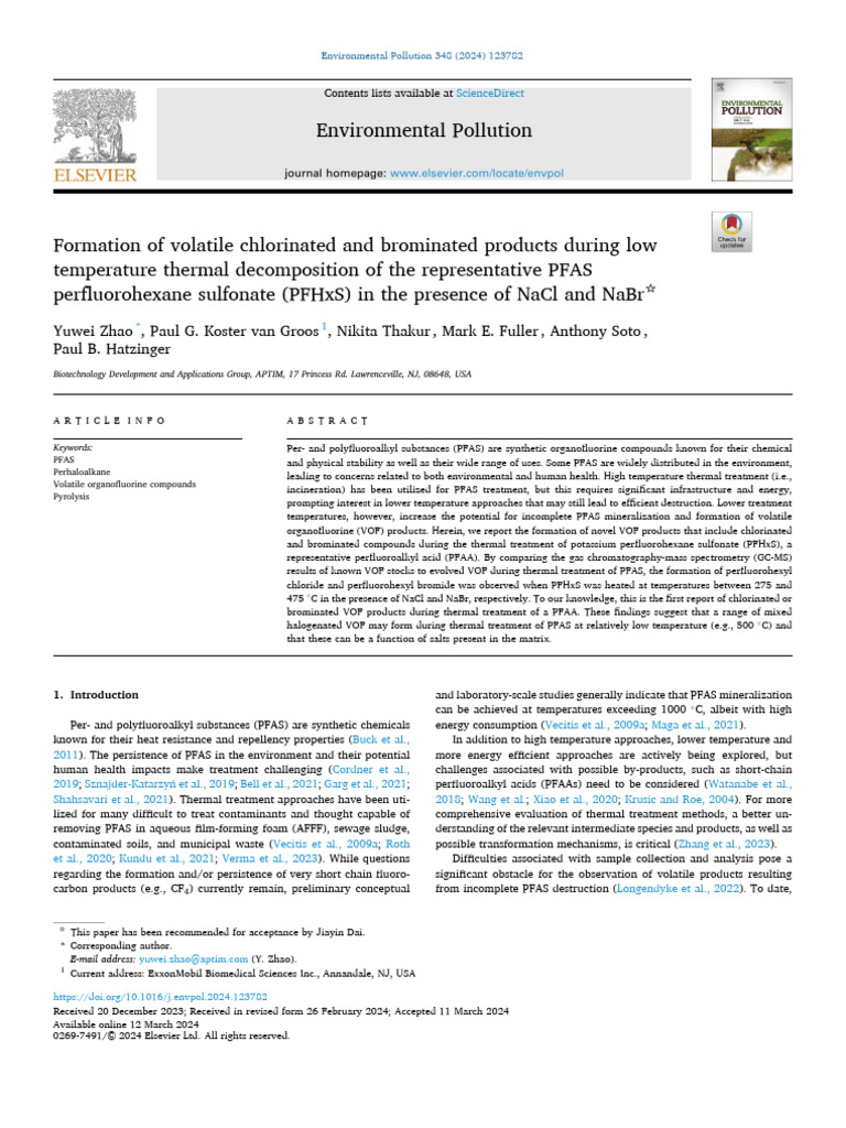 Formation of volatile chlorinated and brominated products during low temperature thermal ...