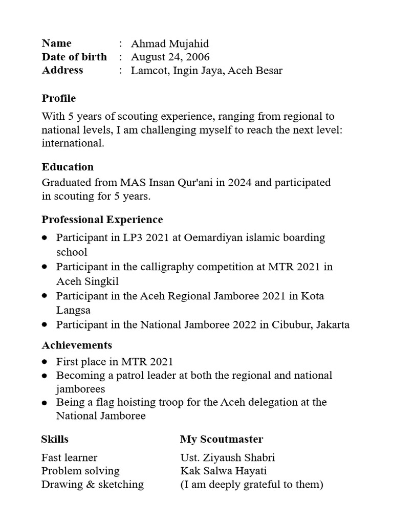 RESUME Mujahid | PDF