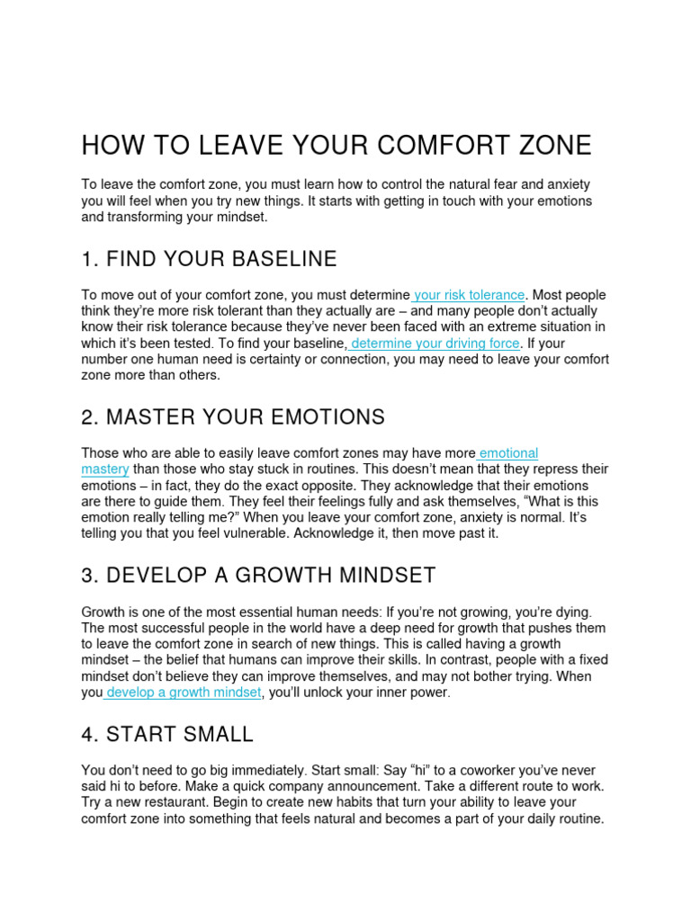 Steps to Exit Your Comfort Zone | PDF | Profit (Economics) | Goal