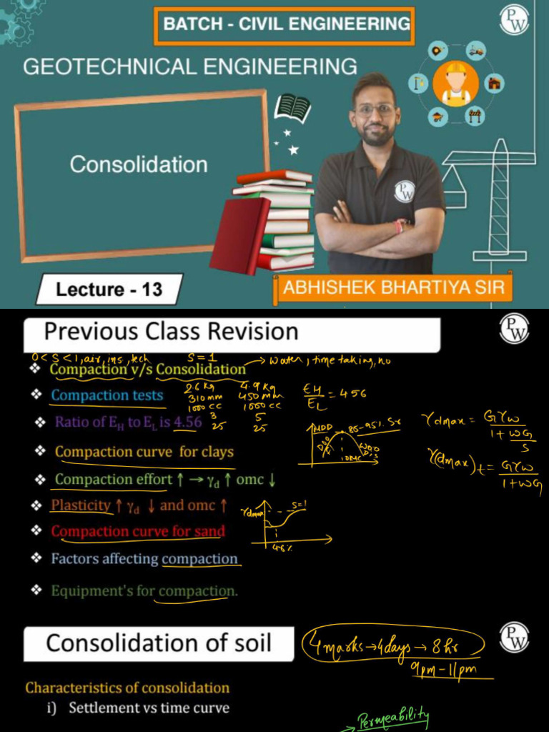 CONSOLIDATION IN SOIL - 1 _ Class Notes __ GATE Crash Course 2023 Civil ... CONSOLIDATION IN SOIL - 1 _ Class Notes __ GATE Crash Course 2023 Civil ...