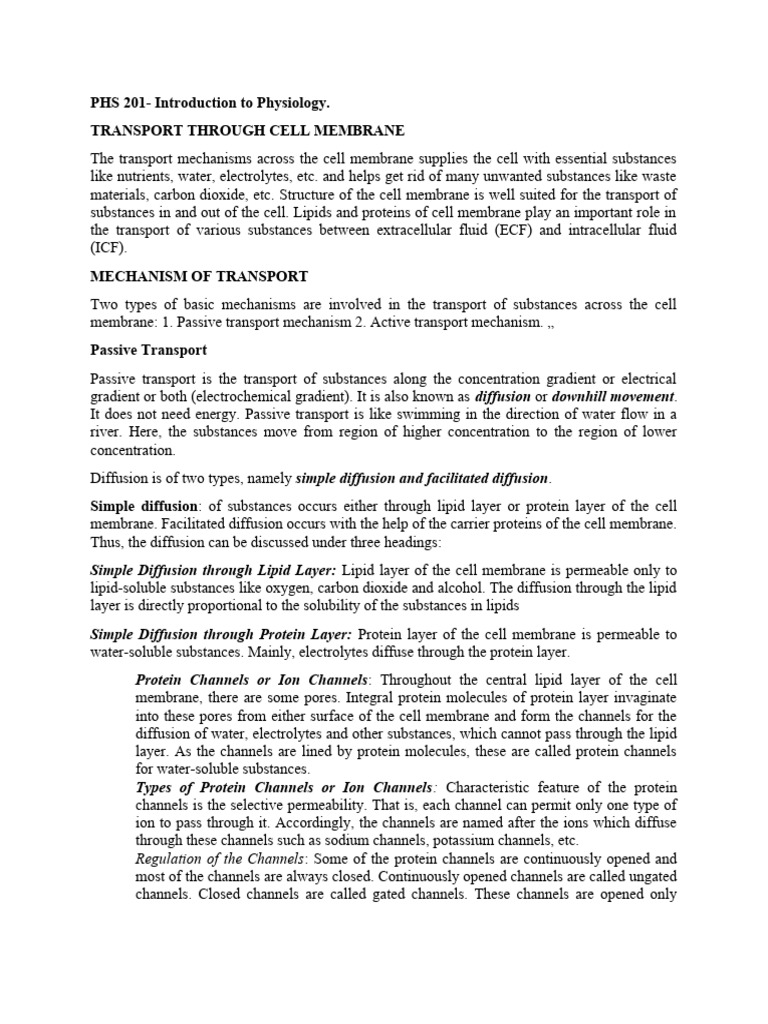 Eksu Phs 201 | Download Free PDF | Ion Channel | Cell Membrane