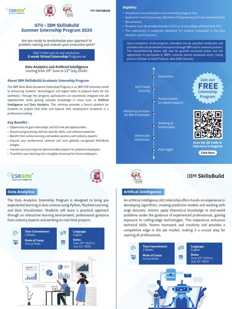 GTU - IBM Skillsbuild Internship Flyer | PDF | Artificial Intelligence ...