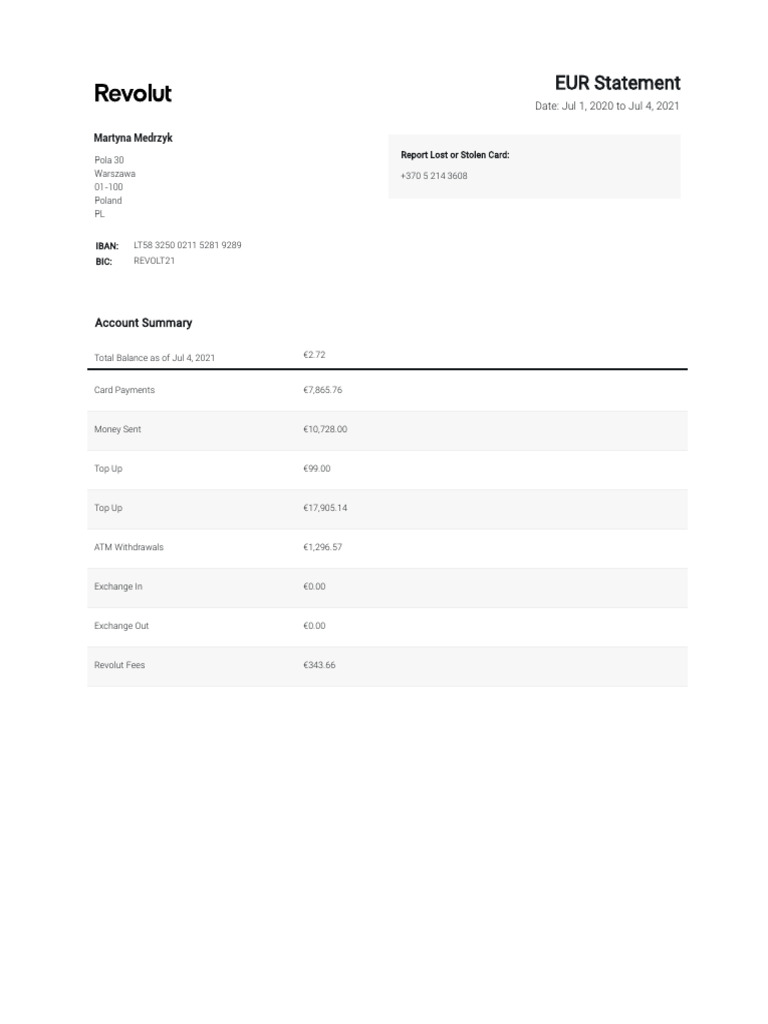 Revolut-EUR-Statement-Jul 2020 - Jul 2021 | PDF | Services (Economics ...