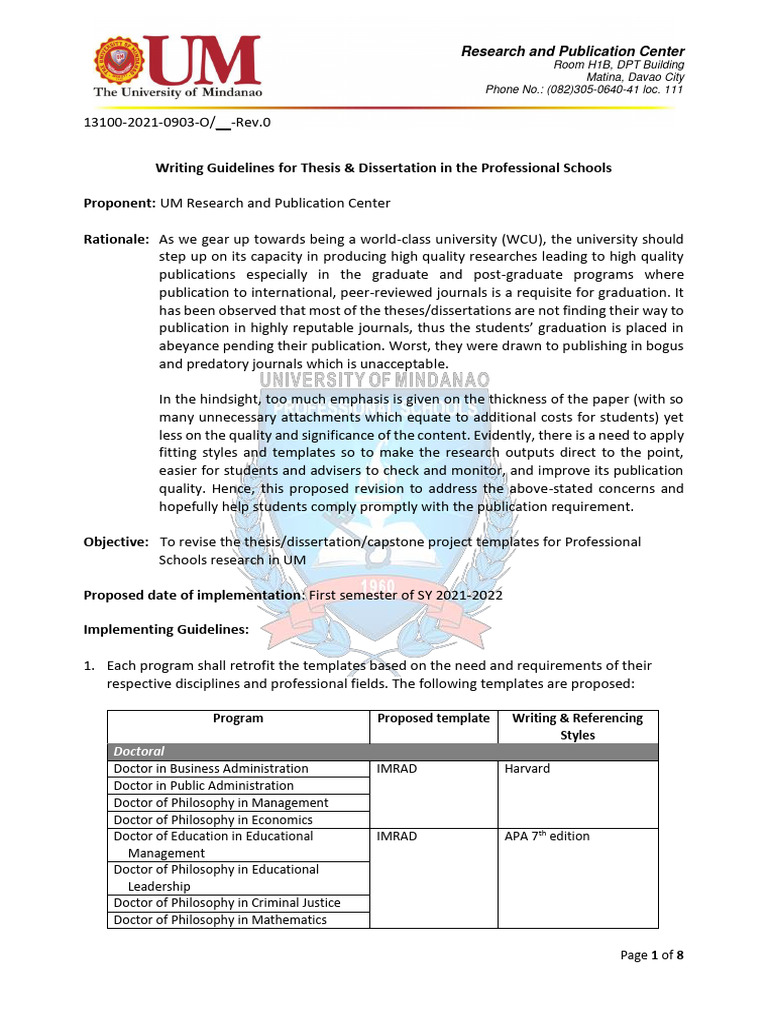 New Imrad Writing Guidelines For Umps Thesis & Dissertation | PDF ...