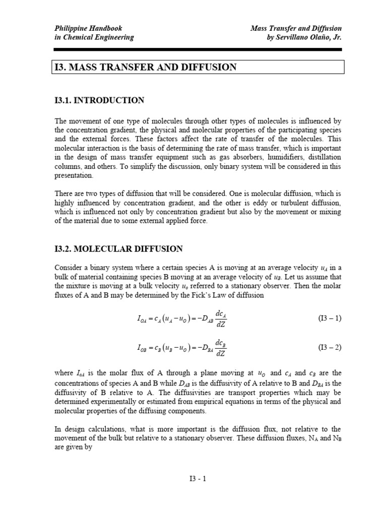 Mass Transfer | Download Free PDF | Diffusion | Mass Transfer