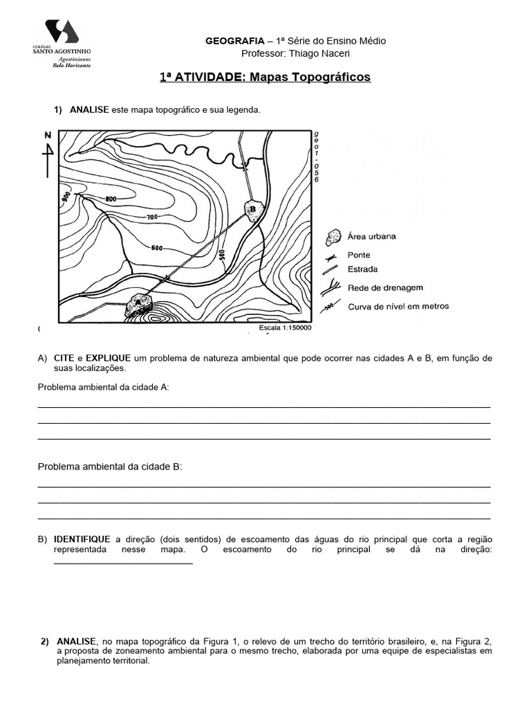 Atividade Mapas Topográficos | PDF | Agricultura | Rio