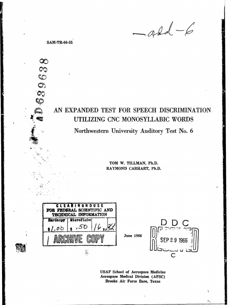 An Expanded Test For Speech Discrimination Utilizing CNC Monosyllabic ...