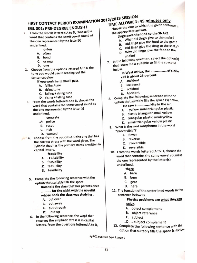 English PQ - Predegree | PDF