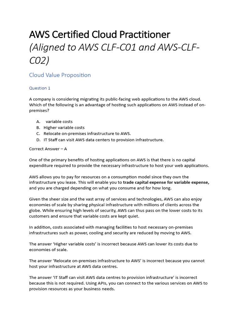 AWS Certified Cloud Practitioner - Practice Exams | PDF | Cloud ...