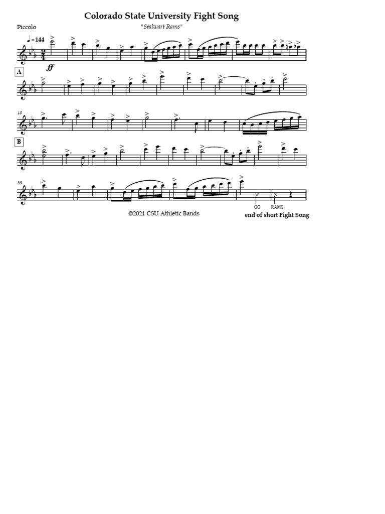 Piccolo CSU Fight Song | PDF
