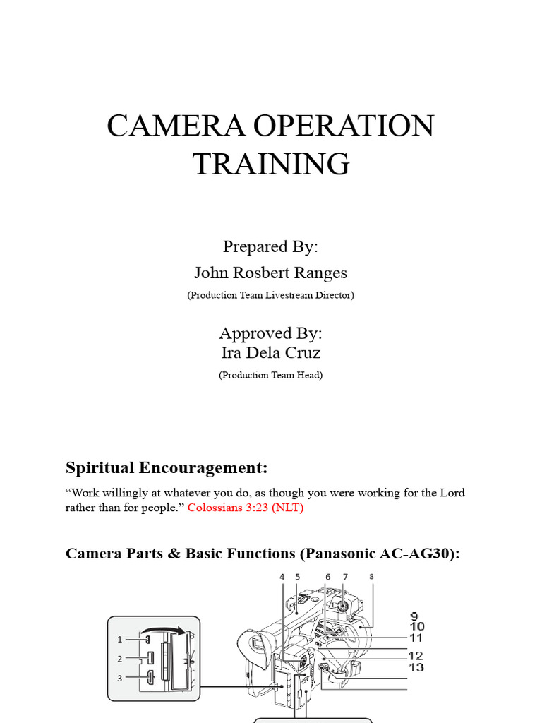 CAMERA OPERATION TRAINING | PDF | Hdmi | Electronics