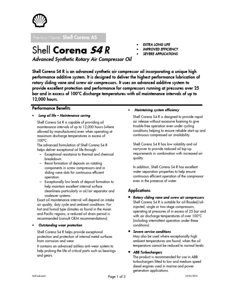 Corena S4 R | PDF | Lubricant | Building Engineering