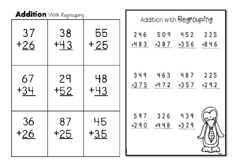 addition with regrouping | PDF