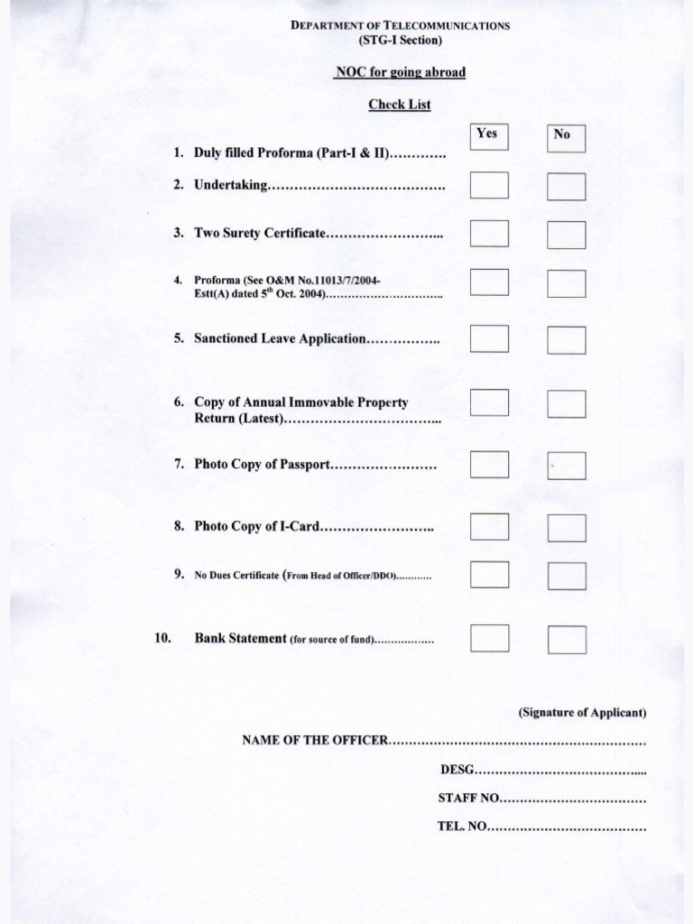NOC Checklist for International Travel | PDF | Government