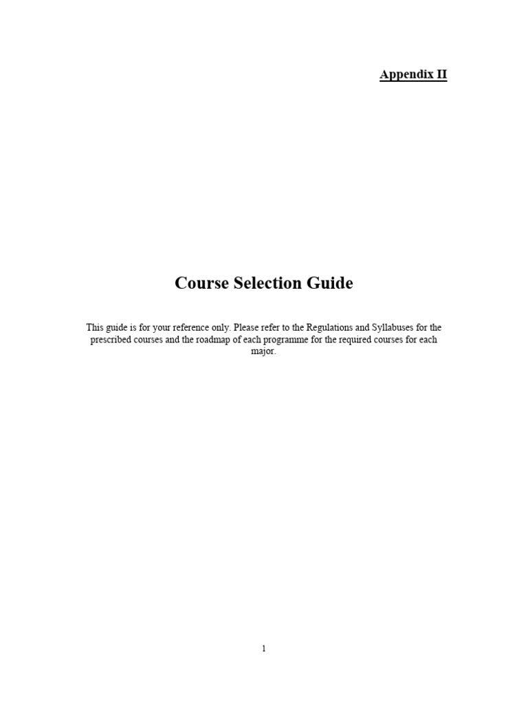 Course Selection Guide | PDF