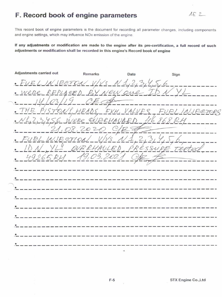 F.Record Book of Engine Parameters - 000224 | PDF