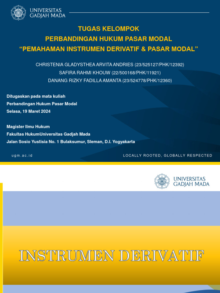Tugas Kelompok PPT Instrumen Derivatif Dan Pasar Modal | PDF