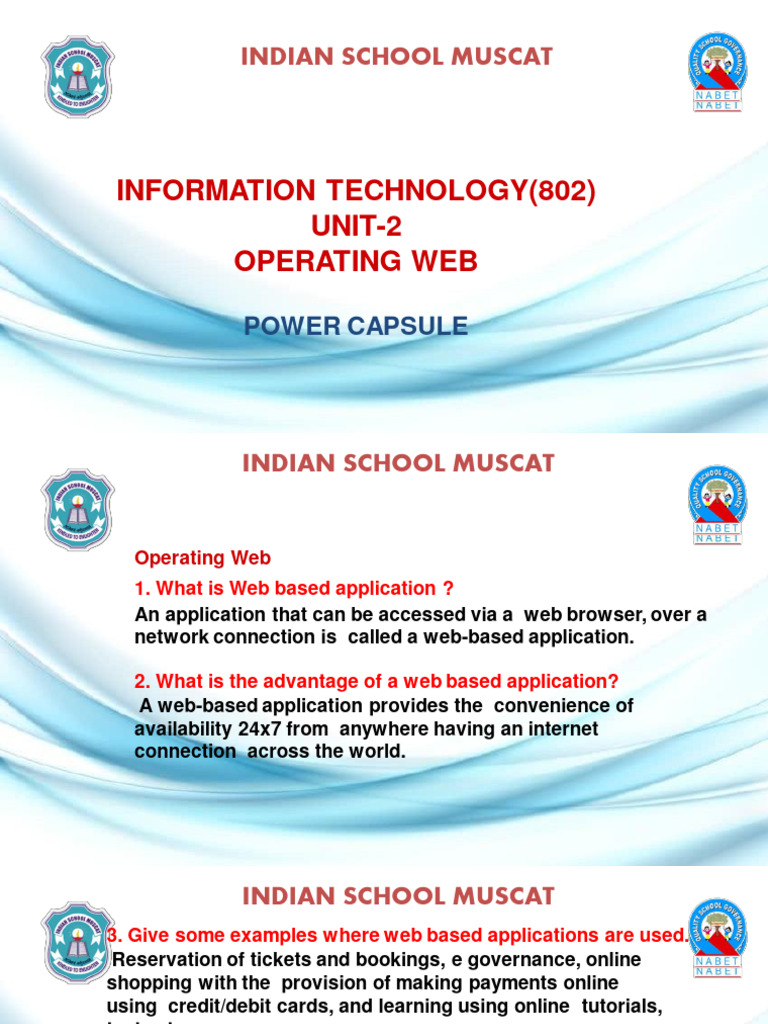 CLASS-XII-INFORMATION TECHNOLOGY-POWER CAPSULE-UNIT-2-OPERATING WEB-new - 2020-21 | PDF | Online ...