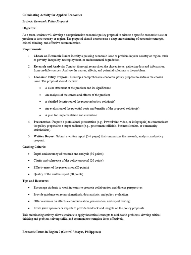 Culminating Activity For Applied Economics | PDF | Infrastructure | Poverty