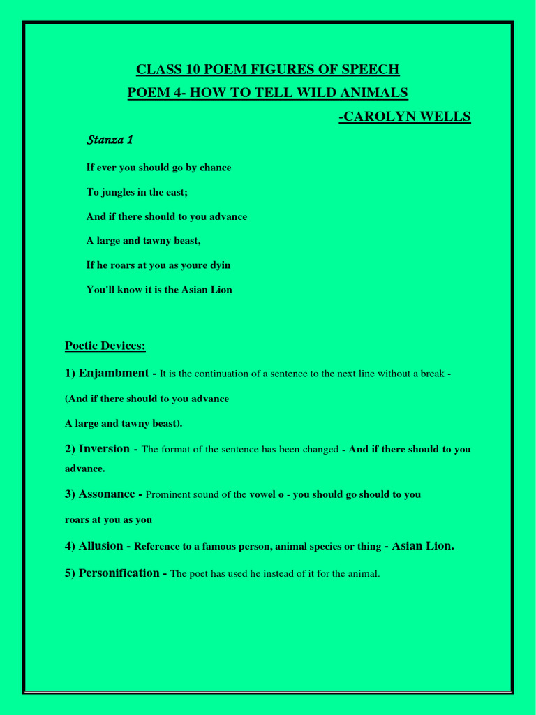 Class 10 Poem 4 Figures of Speech | PDF | Poetry | Poetics