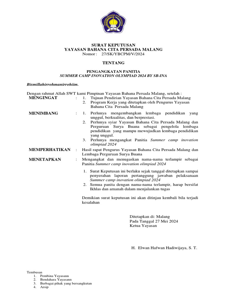 Panitia Summer Camp 2024 Sbina Pdf