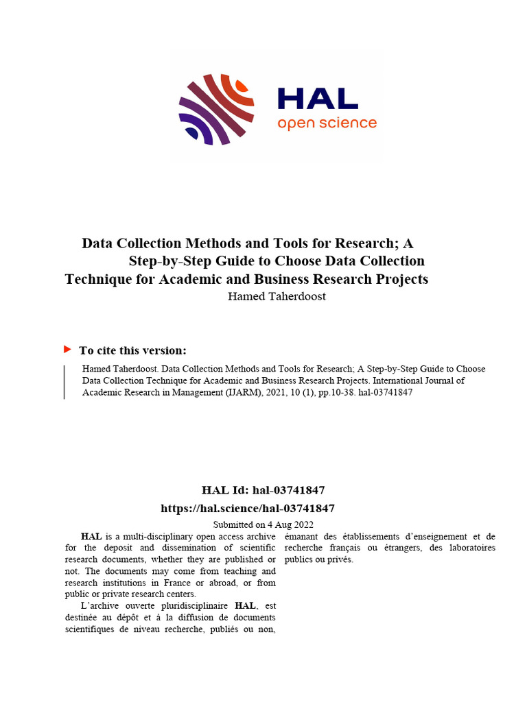 Data Collection Methods and Tools for Research | PDF | Survey Methodology | Questionnaire