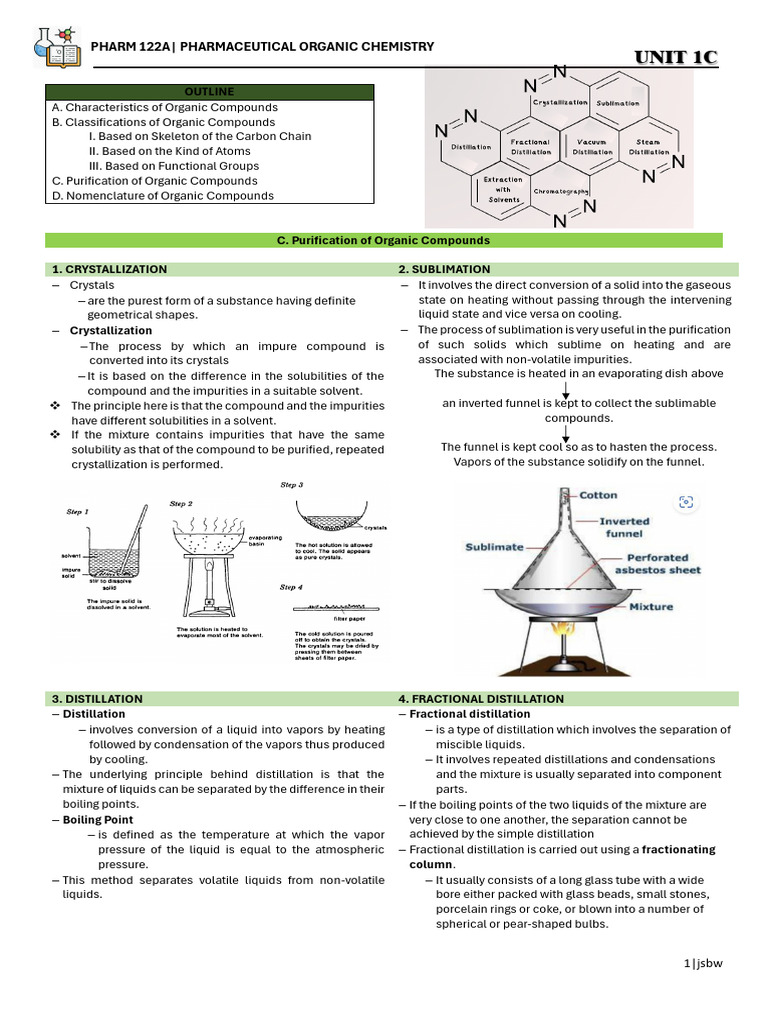 Pharm 122a - Unit 1C | PDF | Distillation | Mixture