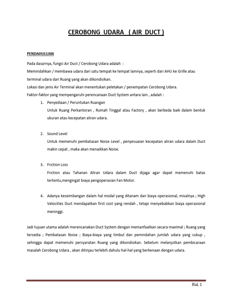 Ukuran dan Klasifikasi Ducting AC | PDF