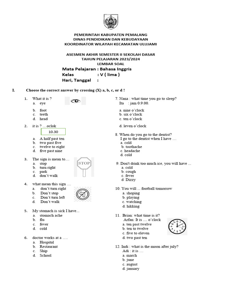 Soal AAS Bhs Inggris Kls 5 s2 | PDF | Pain | Symptoms And Signs
