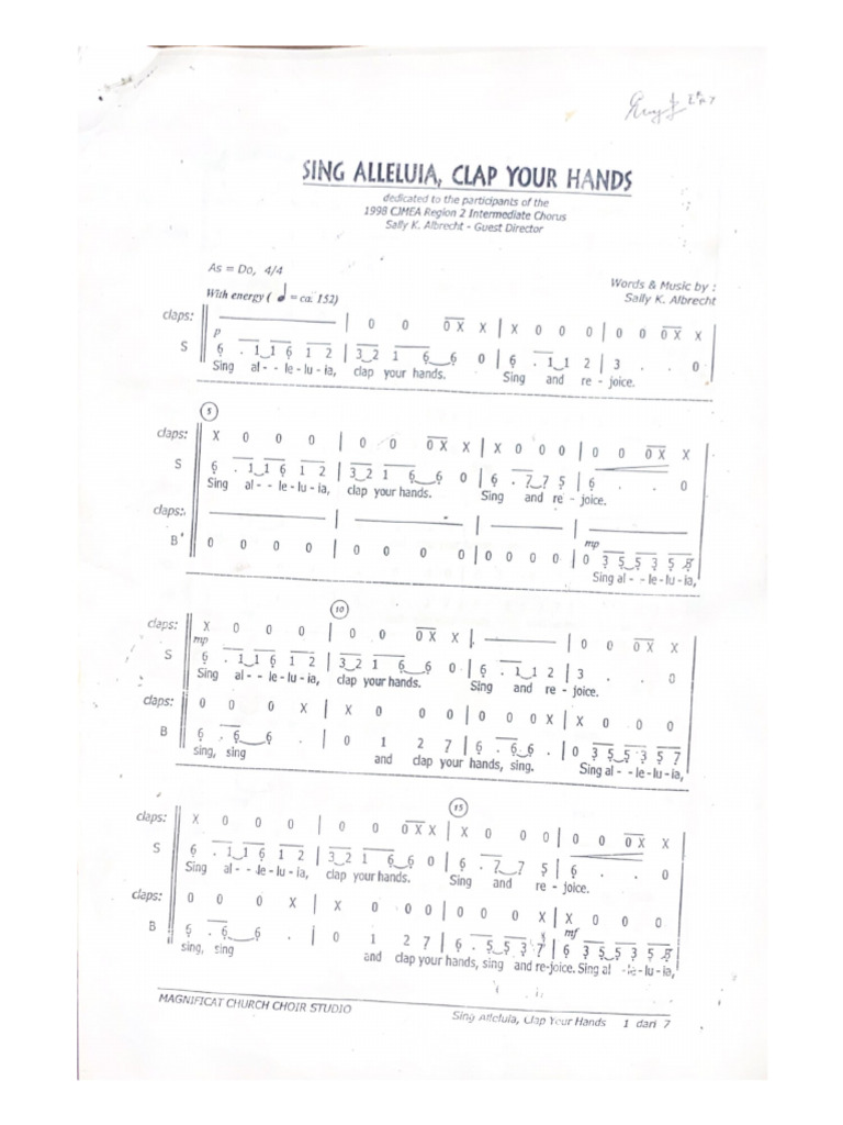Sing Alleluia, Clap Your Hands | PDF