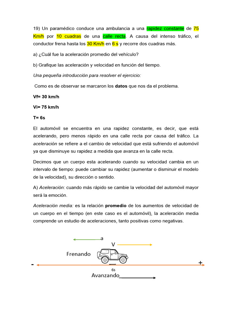 Ejercicio 19 J FISÍCA | PDF | Aceleración | Velocidad