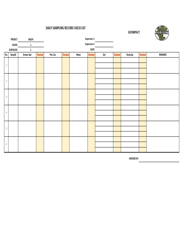 Daily Sampling Record | PDF