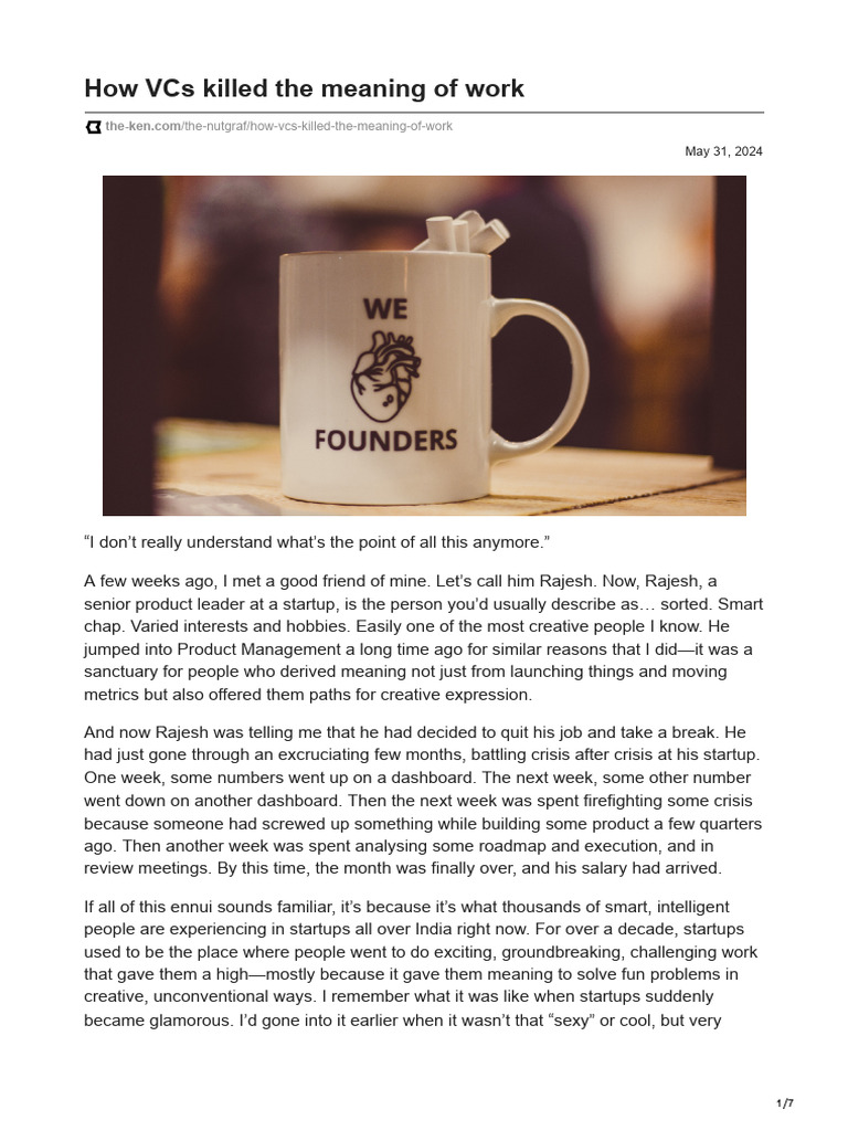 How VCs Killed The Meaning of Work | PDF | Venture Capital | Corporate ...