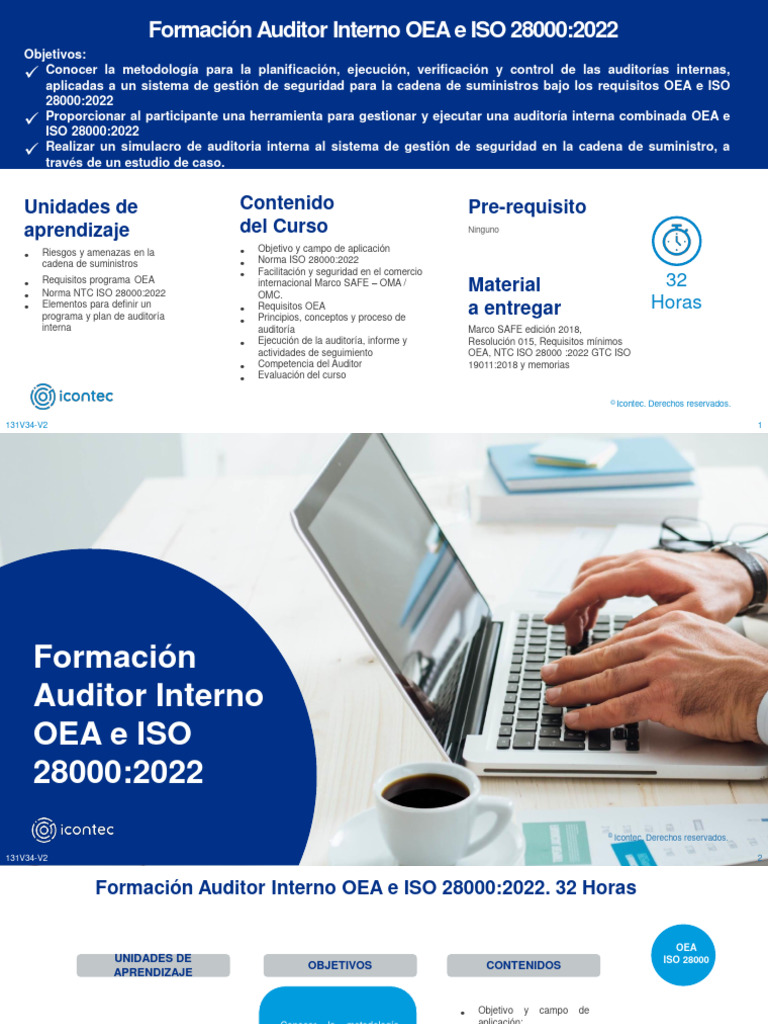 131V34-V2 Presentacion Curso Auditor OEA ISO 28000 2022 | PDF | aduana | Auditoría