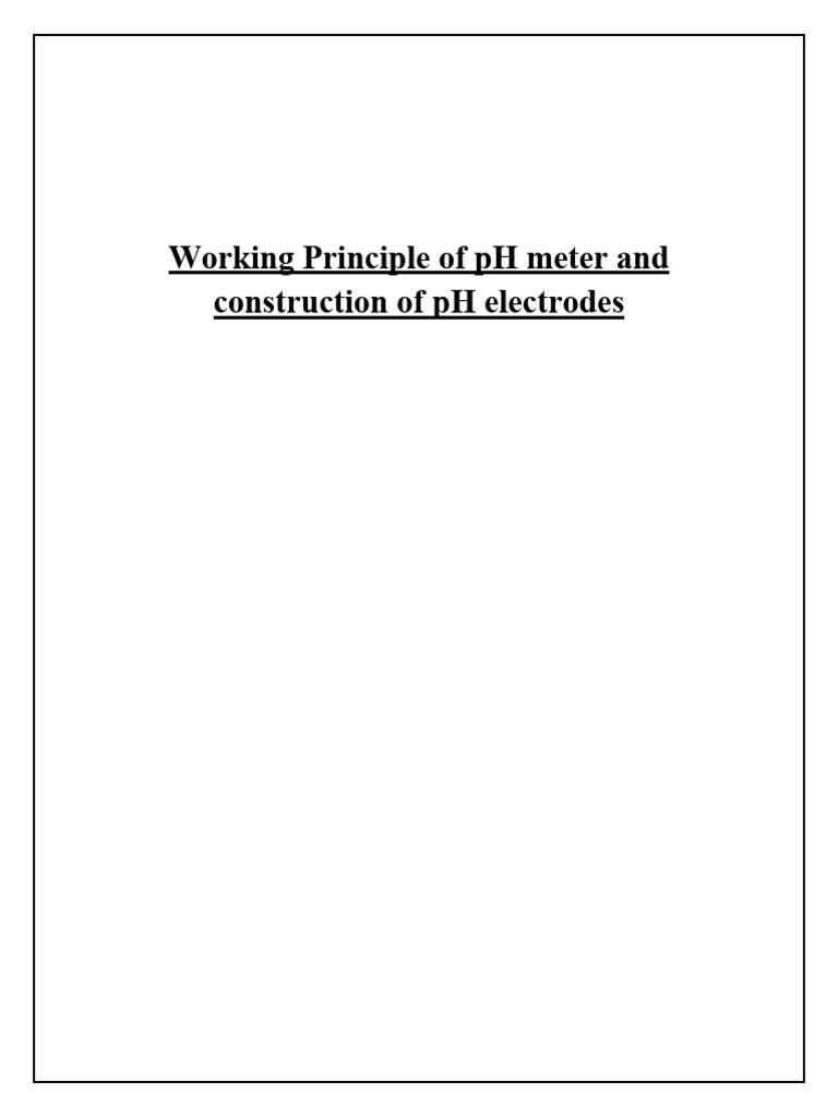 pH Meter: Working Principle & Design | PDF | Ph | Analytical Chemistry