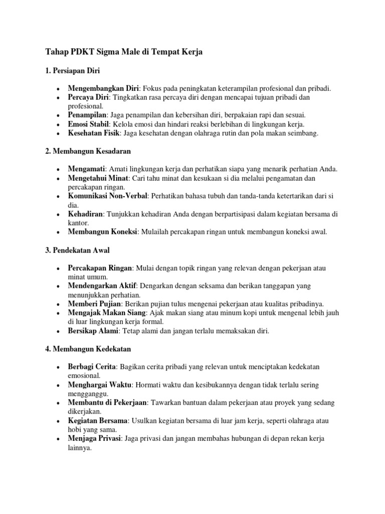 Tahap PDKT Sigma Male Di Tempat Kerja | PDF