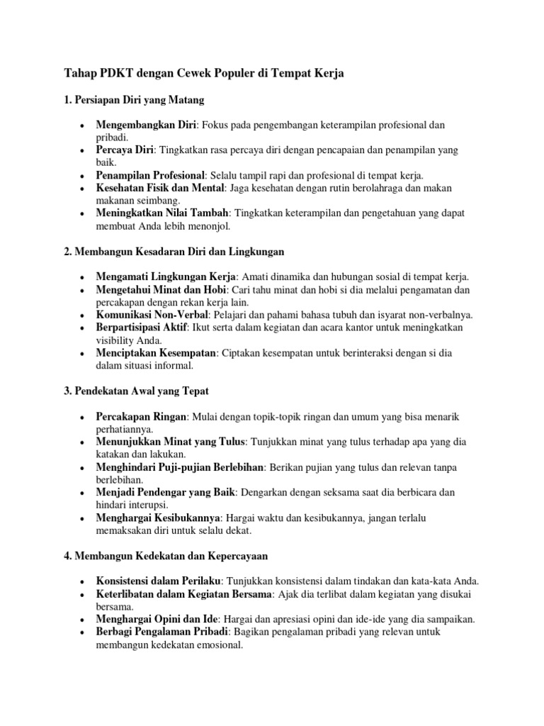 Tahap PDKT Dengan Cewek Populer Di Tempat Kerja | PDF
